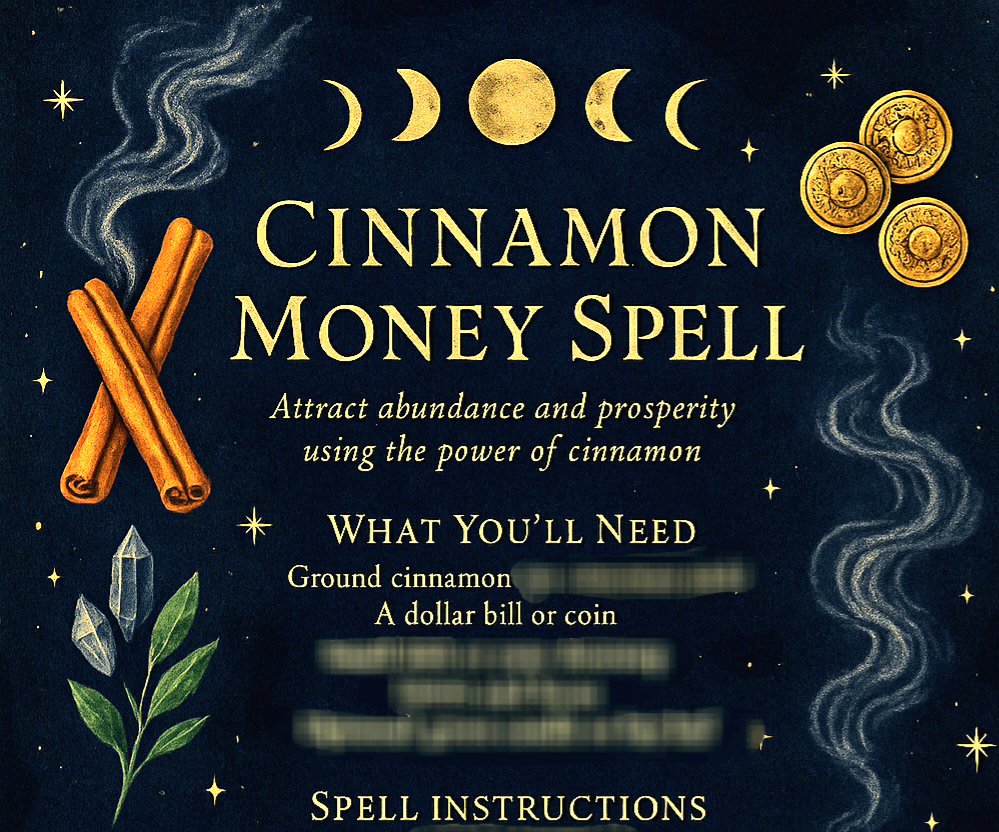 Easy Cinnamon Money Printable Spell Page | Moonfall Metaphysical