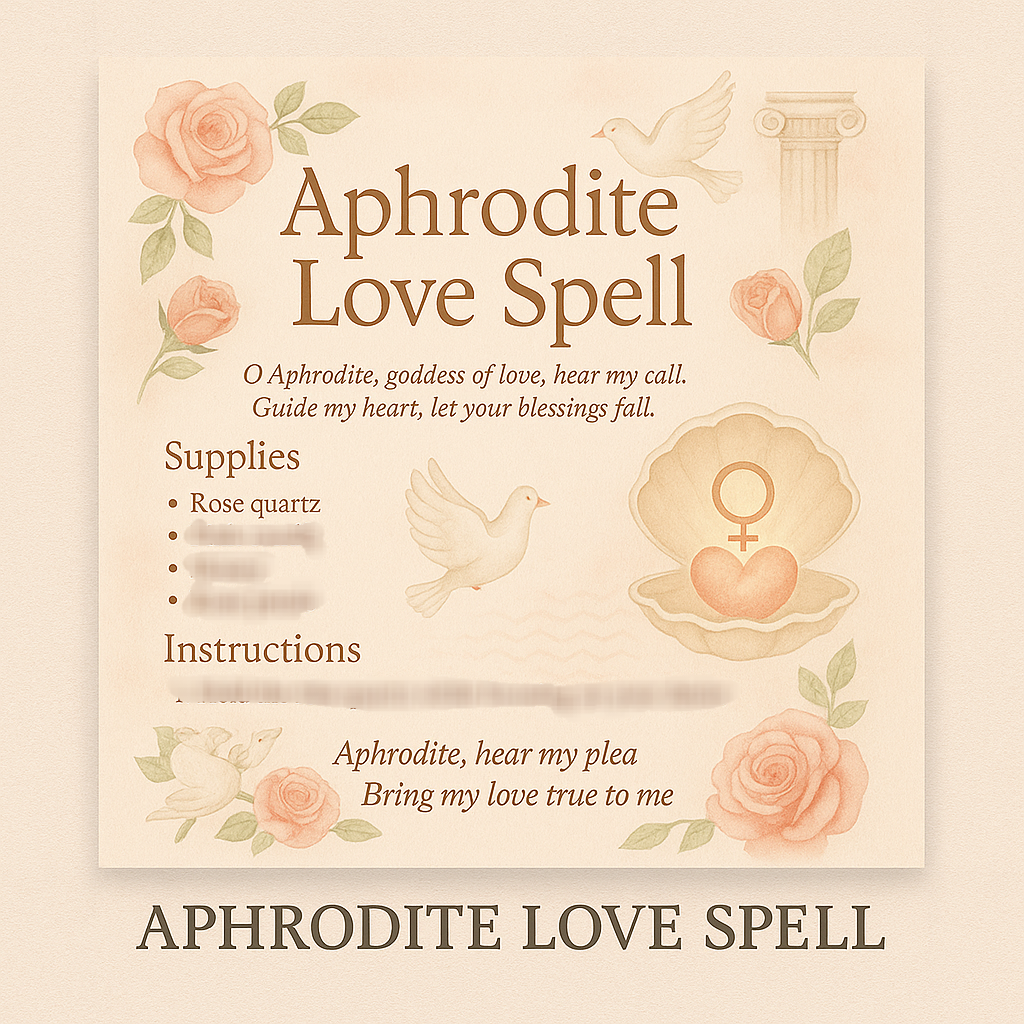 Aphrodite Love Attraction Spell Page - Printable PDF | Moonfall ...