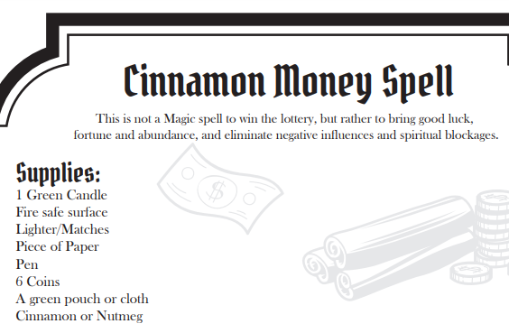 Easy Cinnamon Money Printable Spell Page | Moonfall Metaphysical