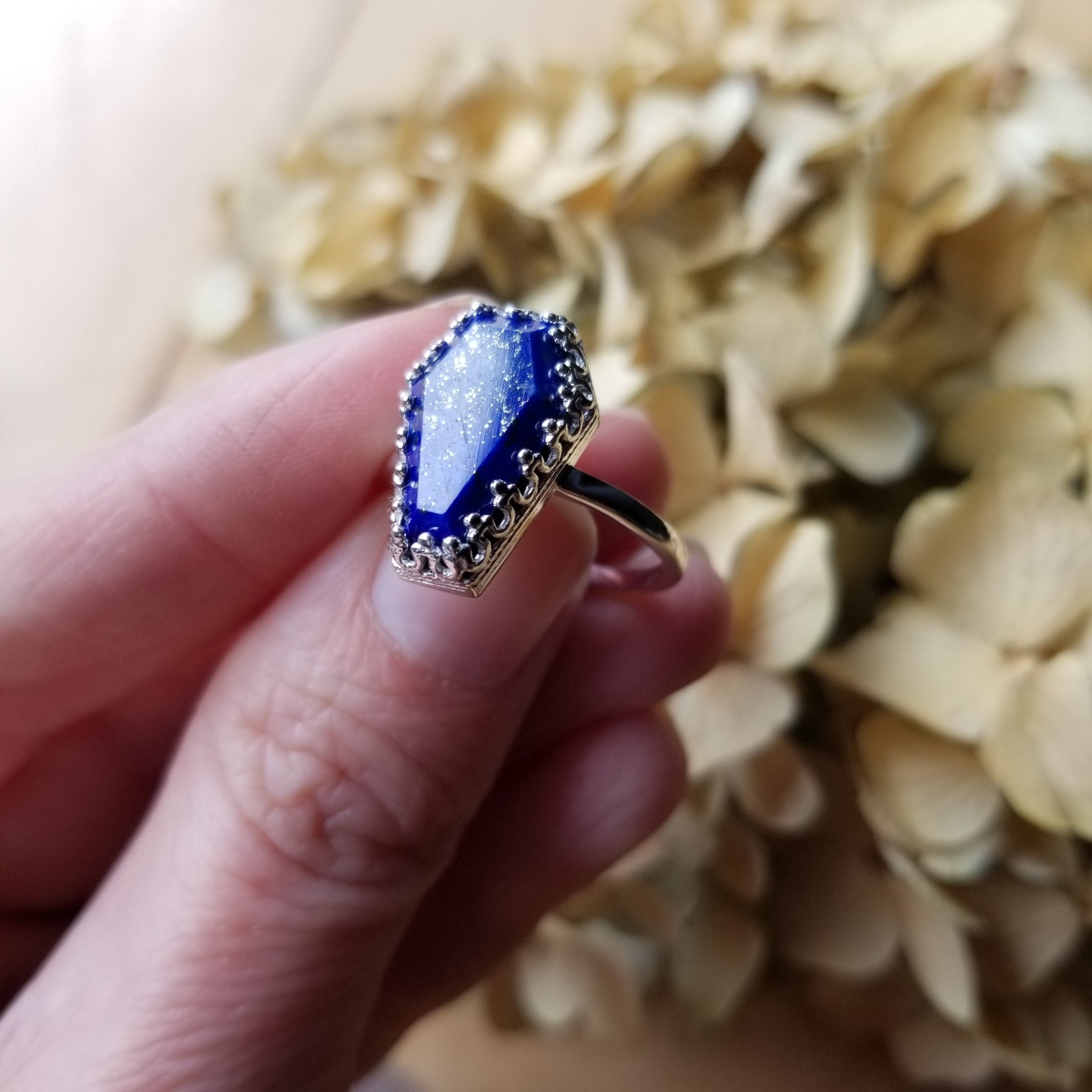 925 Sterling Silver Lapis Lazuli Coffin Ring | Moonfall Metaphysical